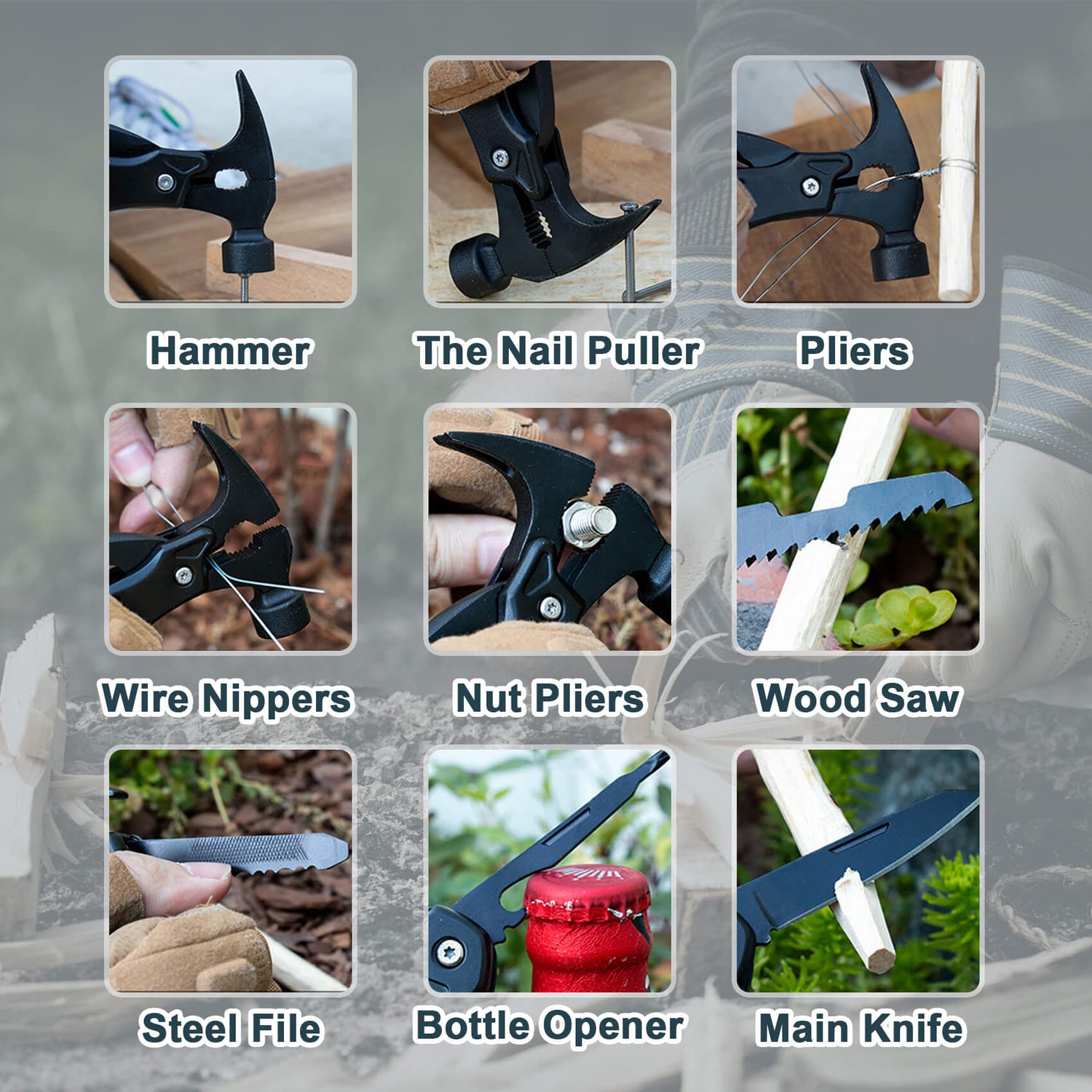 Hanboost H1 Multi Tool Hammer 12 in 1 with Screwdriver Set, Wire Cutter